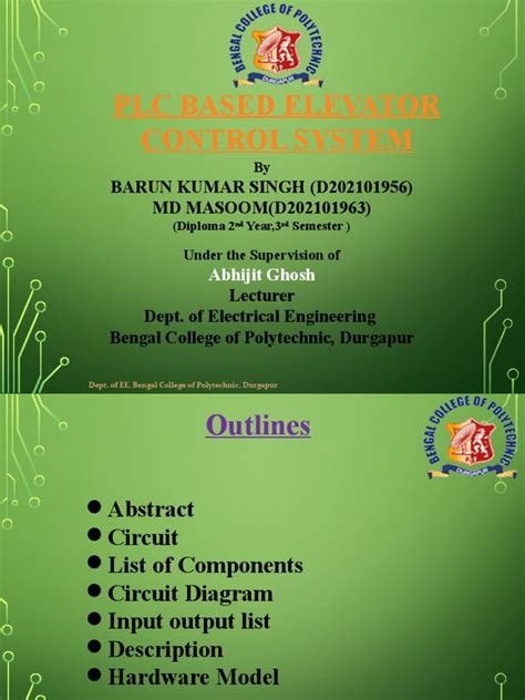 Plc Based Elevator Control System Barun Kumar Singh D202101956 Md Masoom D202101963 Pdf