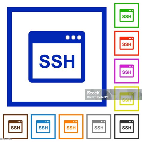 ssh client application flat framed icons stock illustration download