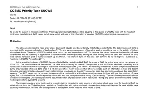 Cosmo Priority Task Mire Parameterization Work Plan