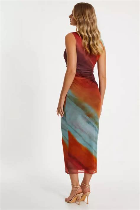 Orange Ombre Midaxi Dress Quiz Clothing