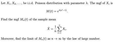 Solved Let X1 X2 Be I I D Poisson Distribution With Chegg Com