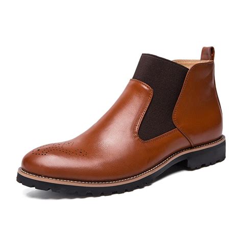 Mens Boots Autumn Comfortable Leather Chelsea Boo Grandado