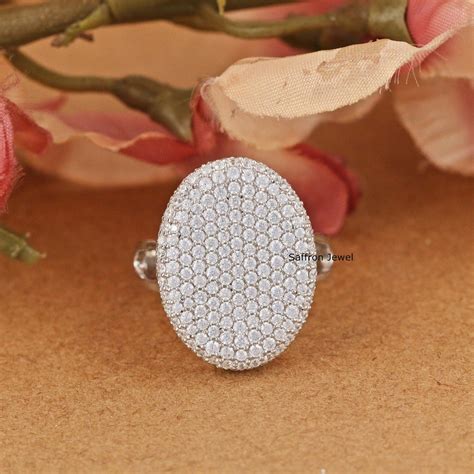 Twilight Bella Ring In 14k Solid White Gold Oval Shaped Cluster