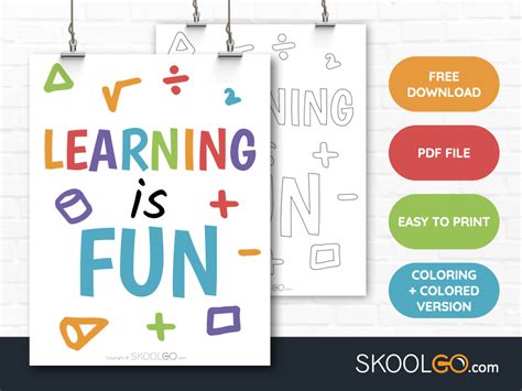 Learning Is Fun Free Classroom Poster Skoolgo