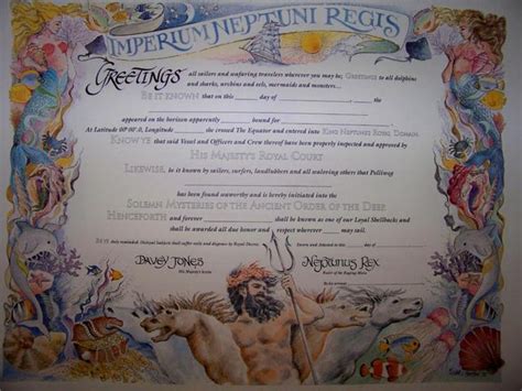 Blank Equator Crossing Certificate Nautical Crew T 117727018