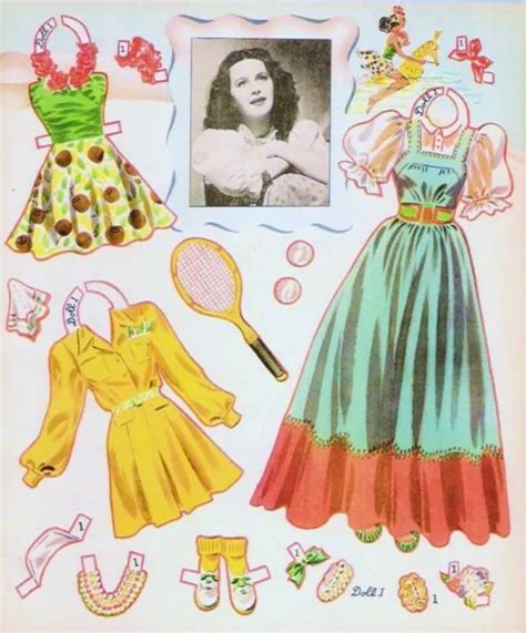 Vintage 1942 Hedy Lamarr Paper Dolls~uncut~1 Reproduction~beautiful