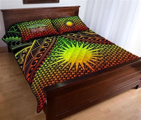 Polynesian Marshall Islands Quilt Bed Set Reggae Vintage Polynesian