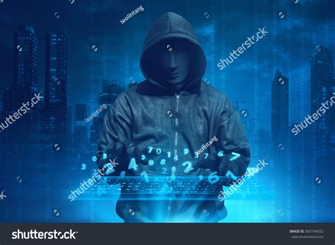 Hooded Man Anonymous Mask Hacking System Stock Photo Shutterstock