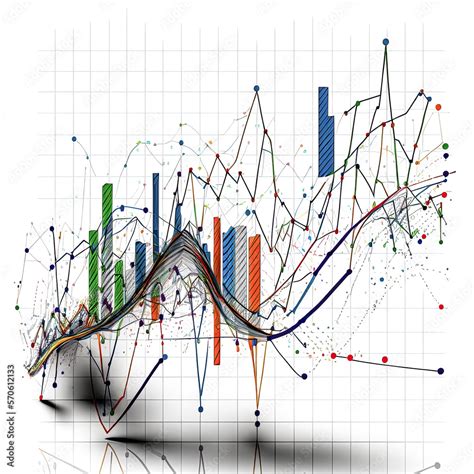 On A Plain White Background Multiple Colorful Line Graphs Were Displayed Generative AI Stock