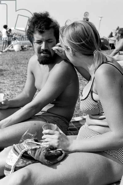 Image Of People Having Fun At The Beach Near Buesum Germany 1960s