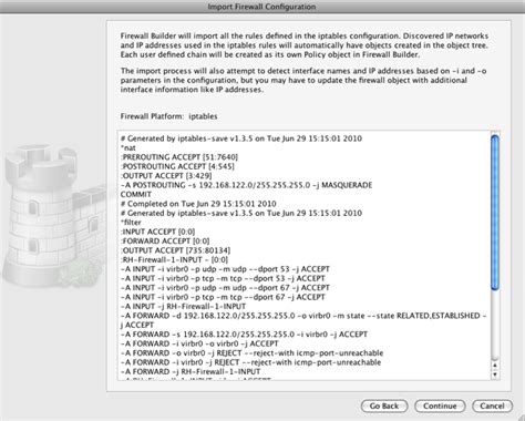 63 Importing Existing Firewall Configurations Into Firewall Builder