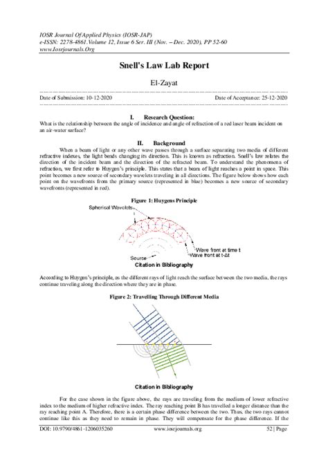 Pdf Snells Law Lab Report