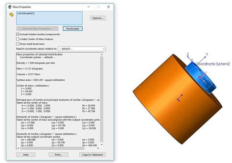 exploring mass properties in solidworks