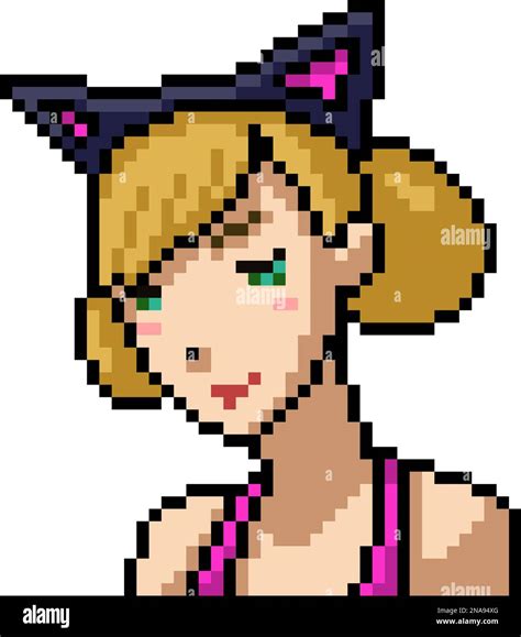 Pixel Art Of Cat Ear Girl Stock Vector Image And Art Alamy