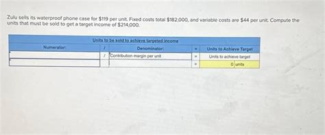 Solved Zulu Sells Its Waterproof Phone Case For 119 Per