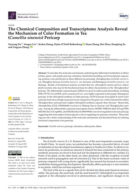 Pdf The Chemical Composition And Transcriptome Analysis Reveal The