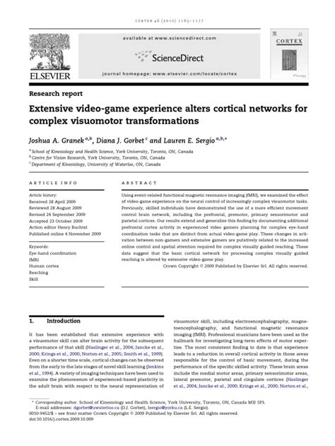 extensive video game experience alters cortical networks for complex