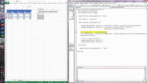 0068 excel vba bestimmte zeilen aus einem listobject entfernen youtube