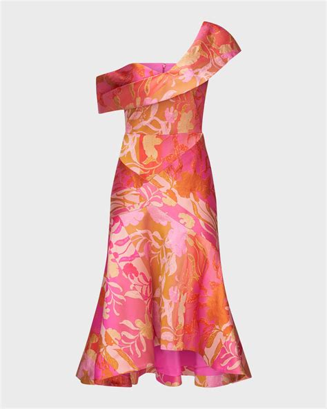 Theia Drew Floral Patchwork High Low Cocktail Dress Neiman Marcus