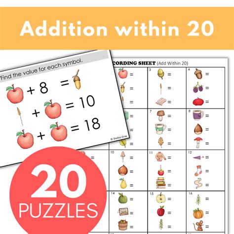 Fall Themed Math Logic Problems Puzzles For Addition Within 20 Probl Shelley Gray Teaching
