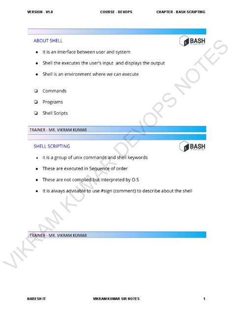 Vikram Kumar Devops Notes Version V10 Course Devops Chapter Bash Scripting Pdf