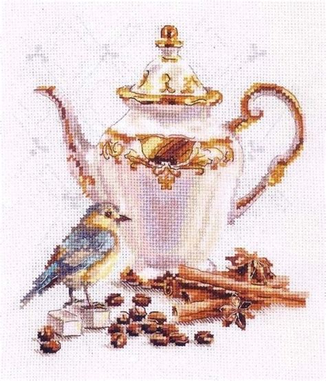 Схема вышивки Птичка и кофе