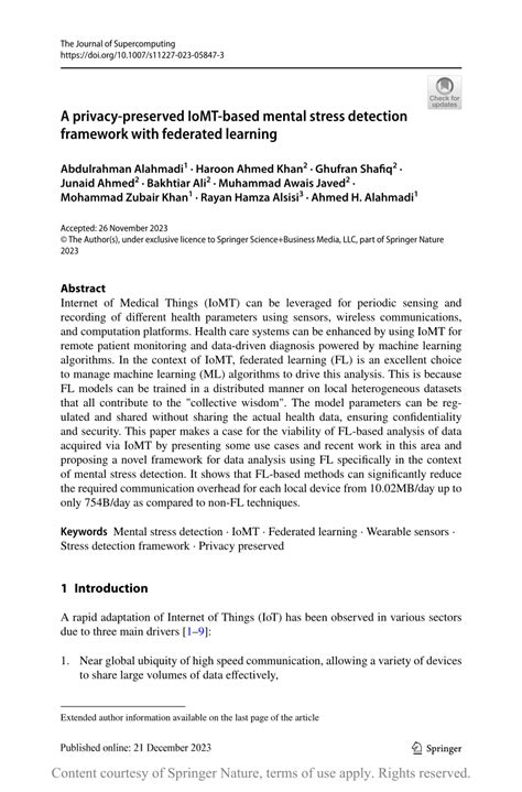 a privacy preserved iomt based mental stress detection framework with