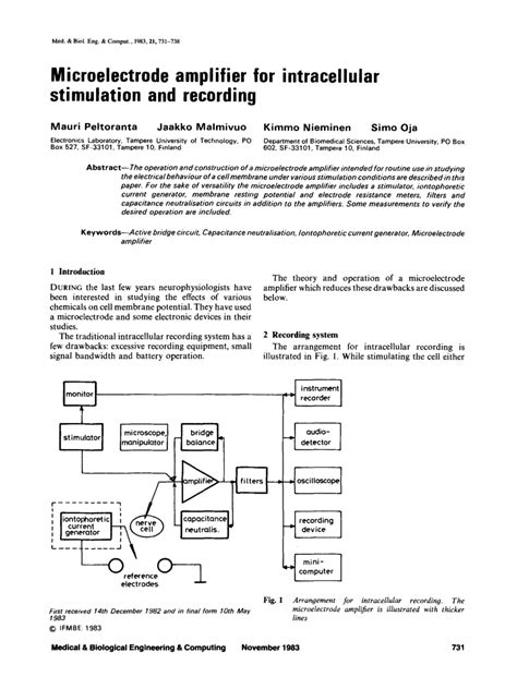 Pdf Microelectrode Amplifier For Intracellular Stimulation And Recording