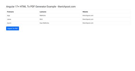 Angular Convert Html Into Pdf Working Functionality Therichpost