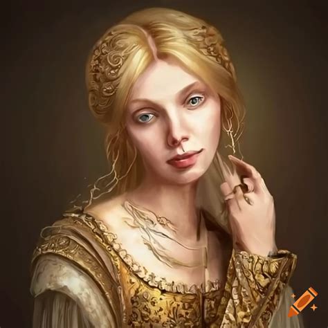 Detailed Art Of A Beautiful Medieval Woman With Blonde Hair On Craiyon