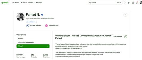 Farhad Nawab On Linkedin Upwork Webdeveloper Aisaas Openai Chatgpt Milestone Topratedplus