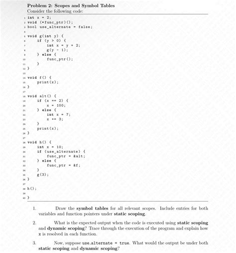 Solved Problem 2 Scopes And Symbol Tablesconsider The
