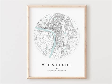 Vientiane Map Print Vientiane Map Poster City Wall Art Vientiane Road