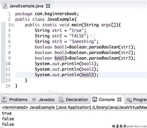 Java 实例 String到boolean的转换 极客教程