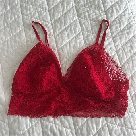Sexy Red Bralette Size M 8 10 Lightly Worn Lace Depop
