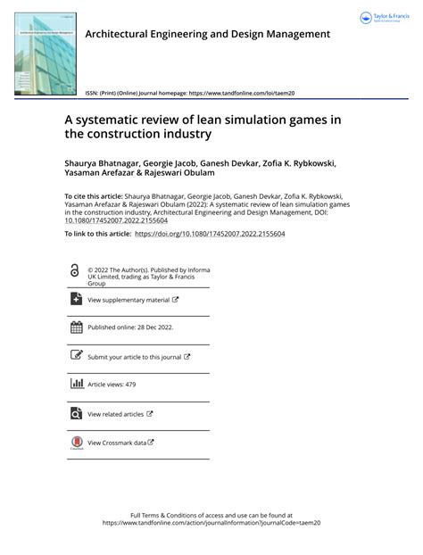 Pdf A Systematic Review Of Lean Simulation Games In The Construction