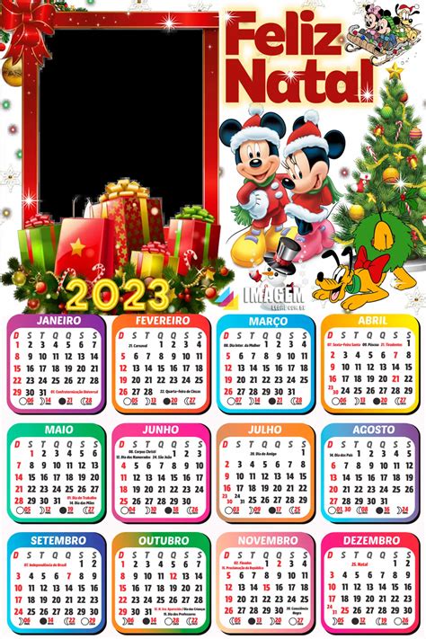 Moldura Png Para Calendário 2023 Feliz Natal Mickey E Minnie Imagem Legal