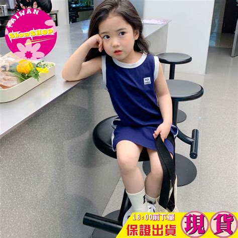 Showshop⭐️現貨在台⭐️小女童純棉無袖直筒t Shit裙運動風必推潮流款潮裙清涼透氣 背心裙夏季 清涼舒適又好搭 蝦皮購物