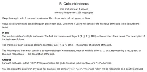 1722b Colourblindness Codeforces Solution In C By Eya Jamue Haque