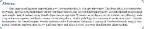 Abbreviations POP Pelvic Organ Prolapse RALHUVS Robotically