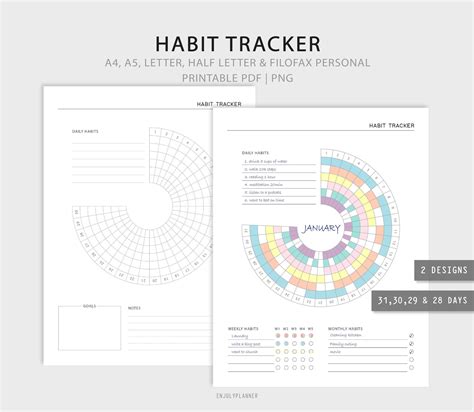 Circle Habit Tracker Printable Monthly Habit Track Habit Challenge