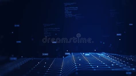 Cybersecurity Digital Information Technology Concept Polygon Binary Code Connected On Dark Blue