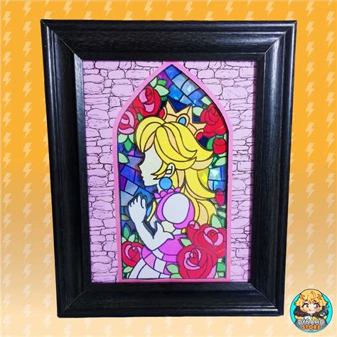 Princesa Peach Vitral Cuadro 3D