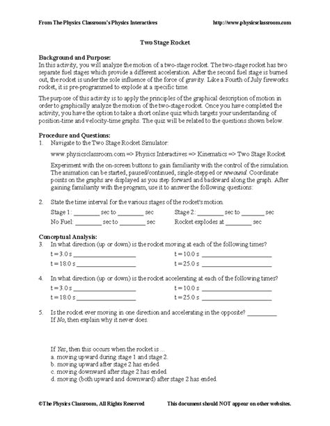 2stage Rocket Exercise Two Stage Rocket Background And Purpose In