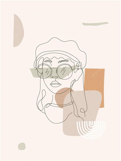 Ilustración De Arte De Una Línea De Mujer Dibujada A Mano Con Elemento