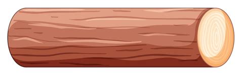 Cut Log Isolated On White Single Clip Art Object Vector Single Clip