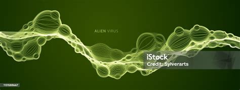 추상 벡터 넓은 벽지 배경 흐르는 생물학적 돌연변이 현미경 바이러스 도트 입자 모양 나노 기술 추상 넓은 벽지 배경 흐르는 0명에 대한 스톡 벡터 아트 및 기타 이미지