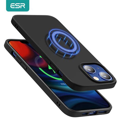 Esr 아이폰 13 프로 맥스용 액체 실리콘 케이스 마그네틱 케이스 실리콘 충격 방지 보호 커버 소프트 터치전화 범퍼
