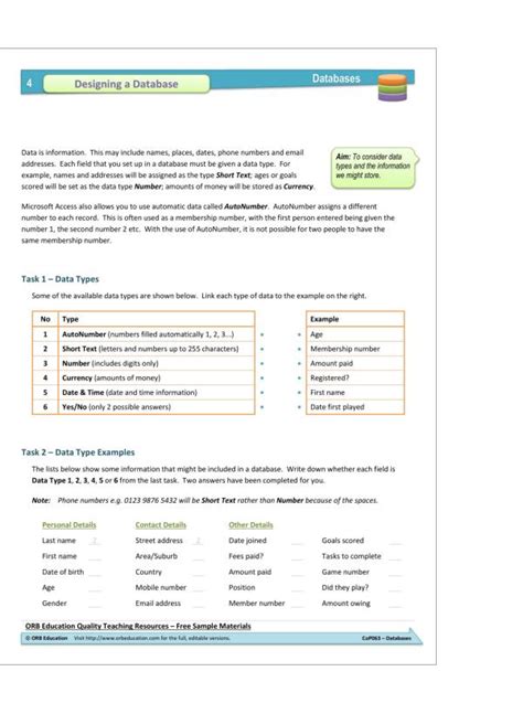 Databases 2025 Yrs 7 8 Orb Education Australia