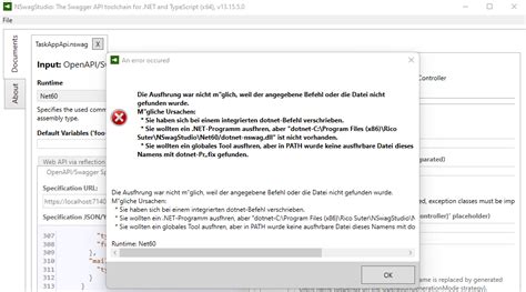 Nswag Studio Runtime Net X Missing Dotnet Nswag Dll File Issue